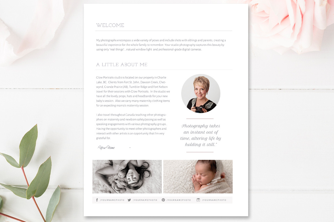 About Me Page Template, a Magazine Template by By Stephanie Design