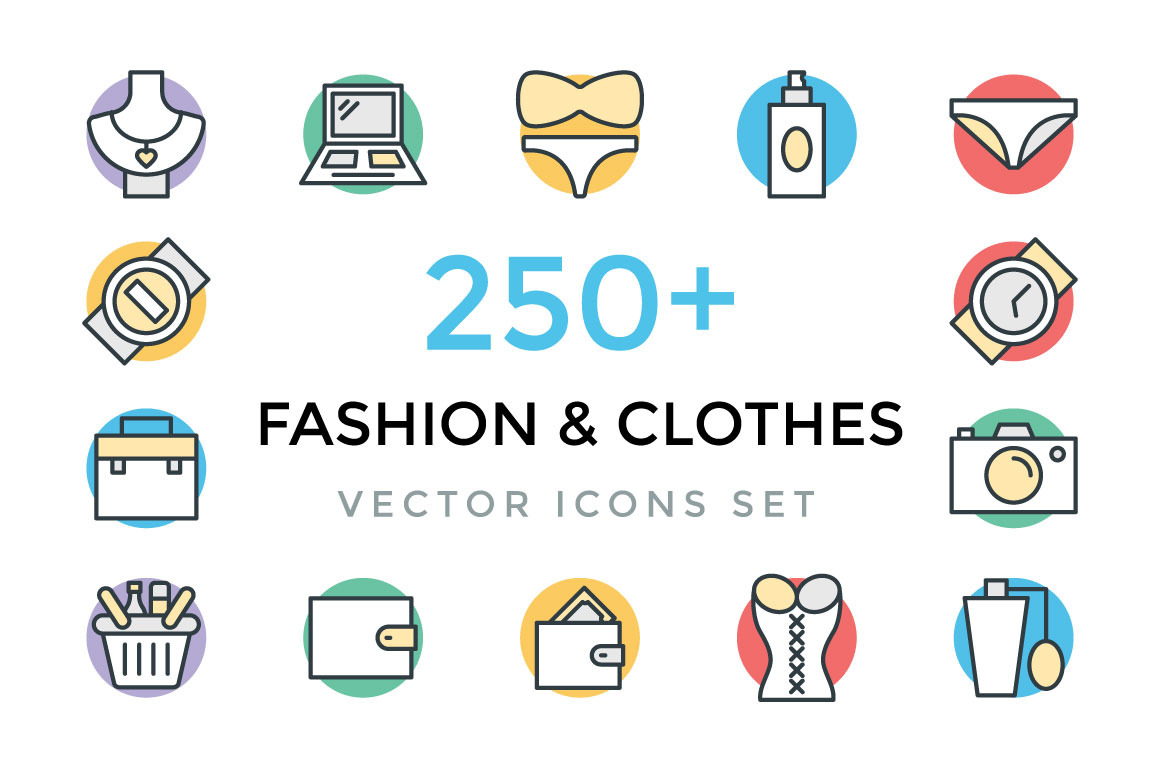 250+ Fashion and Clothes Icons, an Icon by Vectors Market