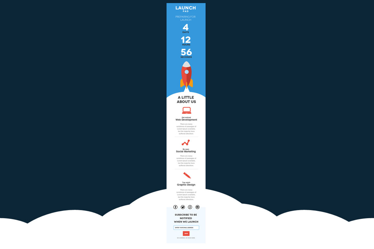 Launch Pad-Coming Soon PSD Template, a Landing Page Template by Nathan ...