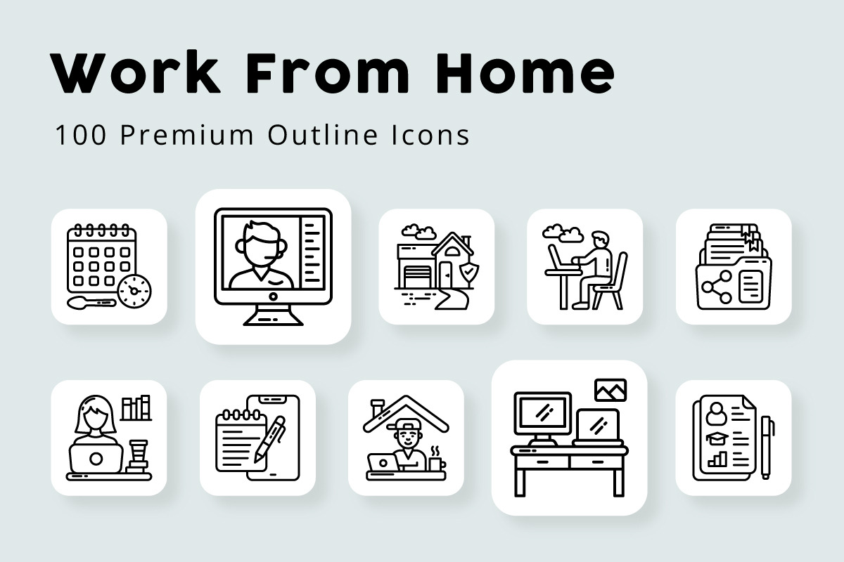 Work From Home Outline Icons, a Duotone Icon by vectorstank | Creative ...