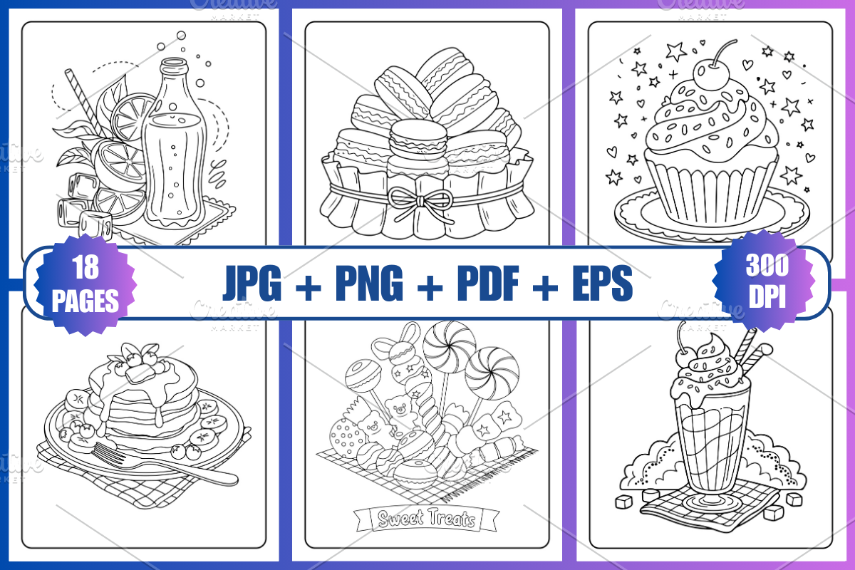Food,Drinks & Sweets Coloring Pages, a Food Illustration by Daisy Doodle