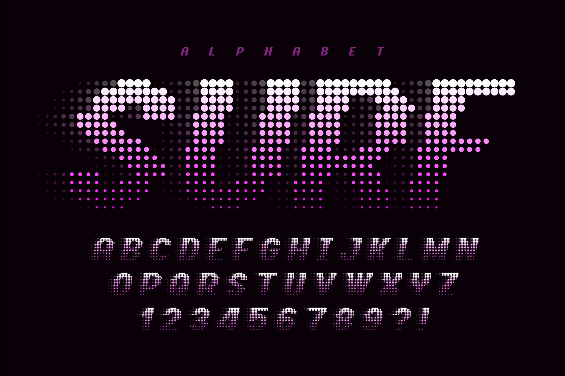 Dotted halftoned alphabet, a Texture Graphic by Revelstockart