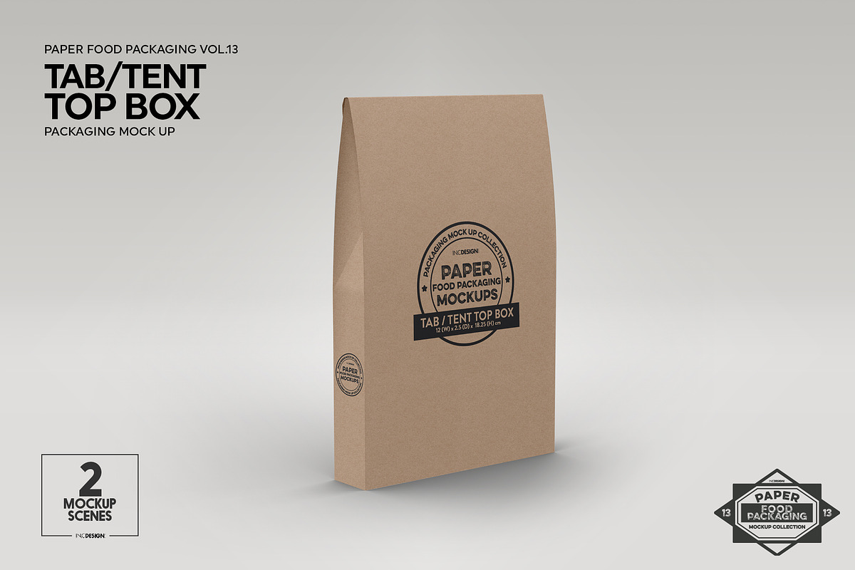 Tab Tent Top Box Packaging Mockup, a Packaging Mockup by INCDesign