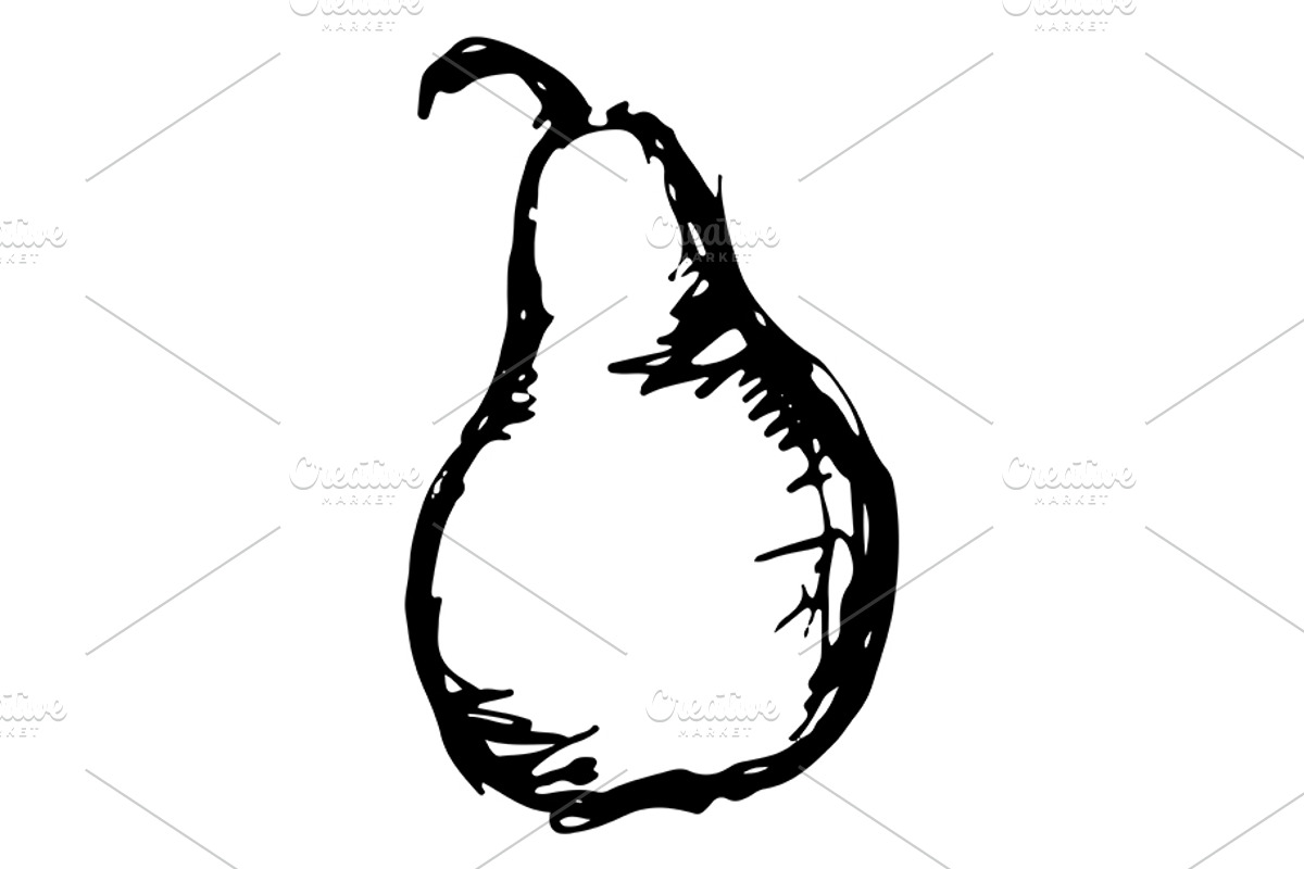 Pear fruit sketched art vector, a Decorative Illustration by Art By ...