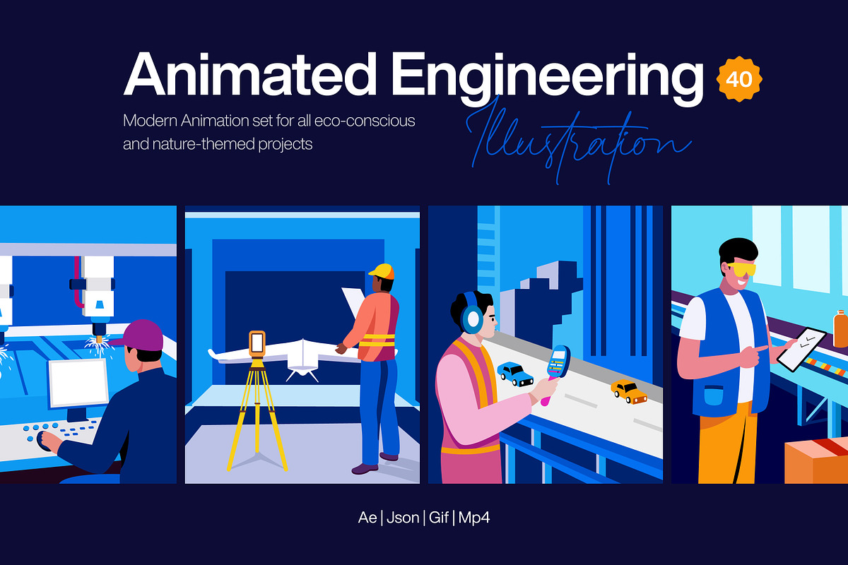 Animated Engineering Illustration Art Set