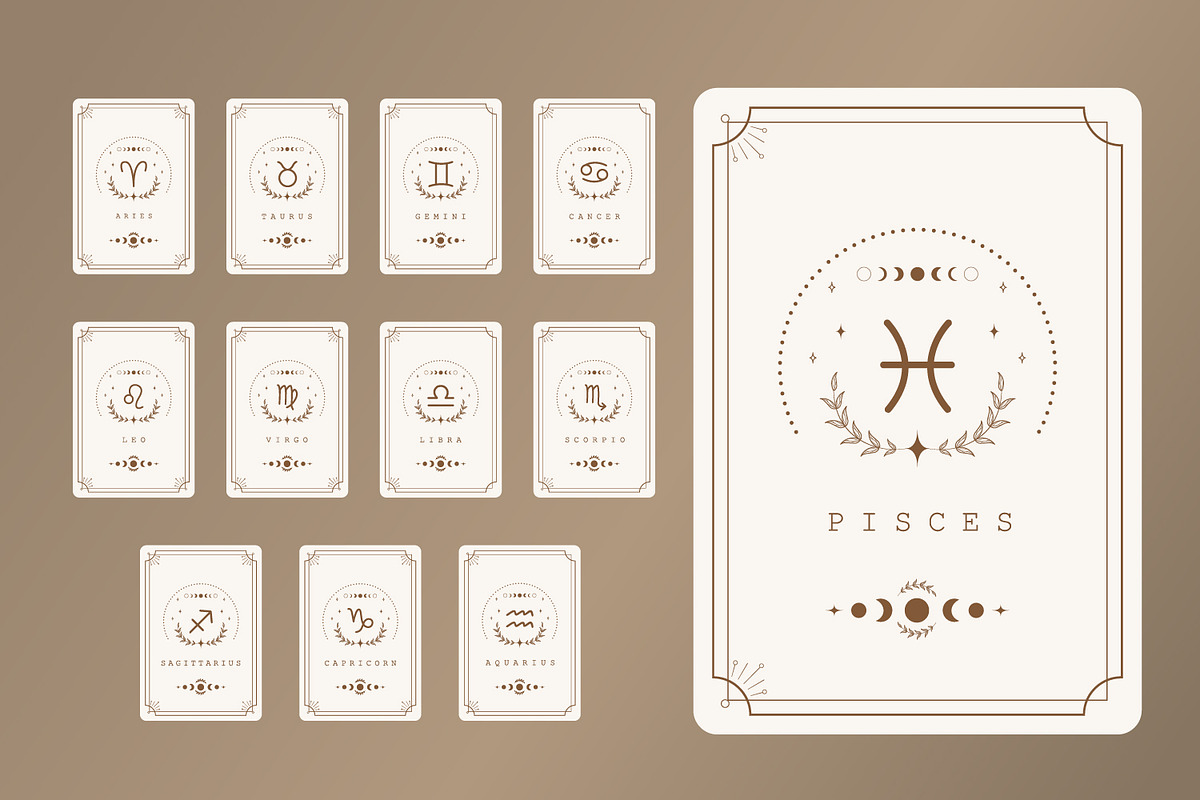 Zodiac signs and constellations card, an Object Graphic by KeronnArt
