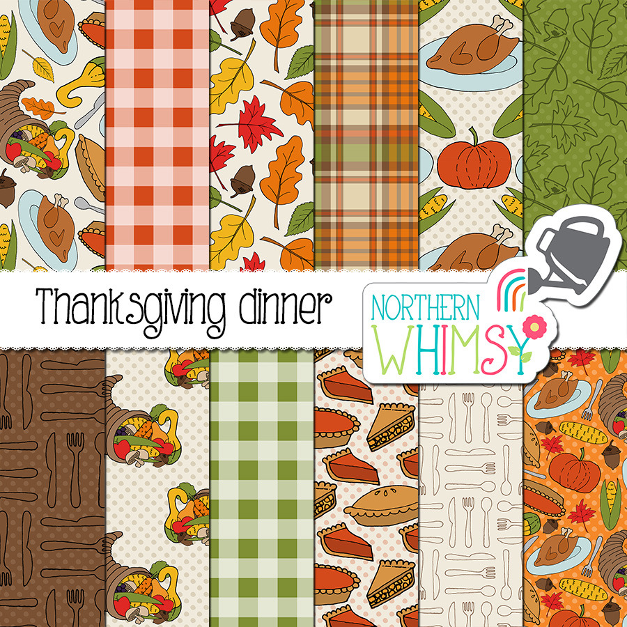 Thanksgiving Dinner Patterns, a Pattern Graphic by Northern Whimsy Design
