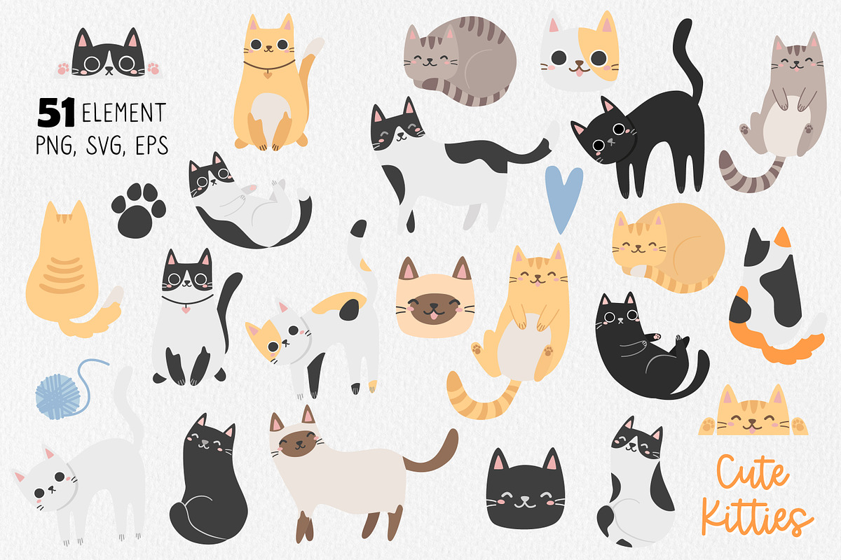 Cute cats clipart and patterns, an Object Graphic by LovelySmileStudio