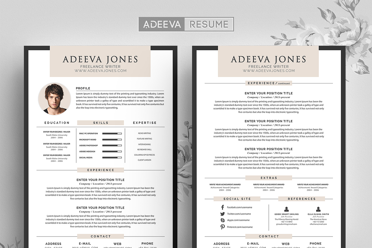 Professional Resume Template Jones, a Resume Template by AdeevaResume