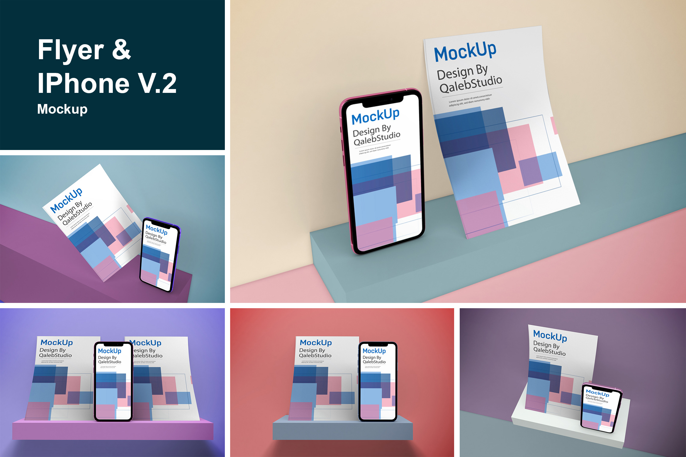 Flyer & iPhone V.2 Mockup, an iPhone Mockup by Qaleb Studio | Creative ...