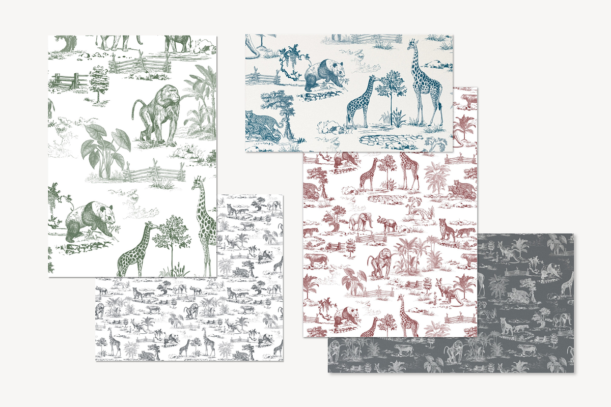 Zoo Animal Seamless Pattern Set, a Background Graphic by Hughes Studio