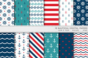 Nautical Navy Digital Paper, a Pattern Graphic by AzmariDigitals