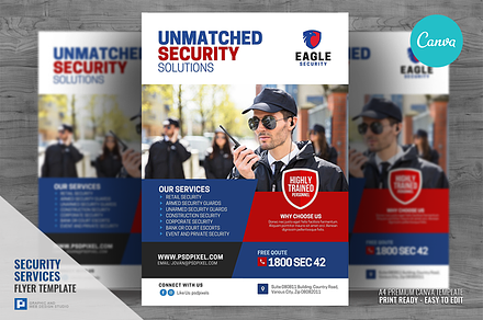 Private Security Company Flyer, a Flyer Template by PSDPixel