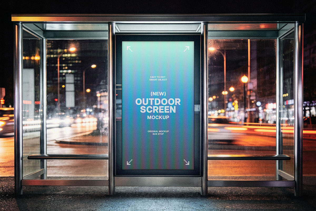 Vertical Bus Stop Screen Mockup, an Advertising Mockup by Design Squad