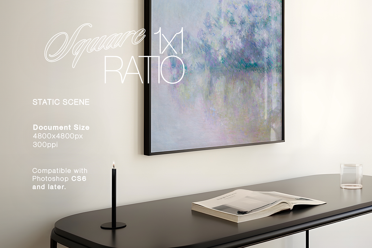 1x1 Black Frame Mockup for Photoshop