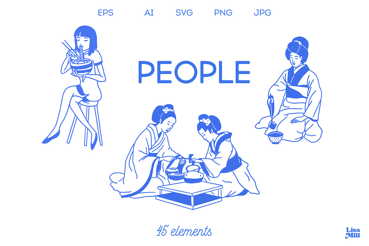 Japanese Food Graphic Clipart Bundle, a Food Illustration by Lisa Mill