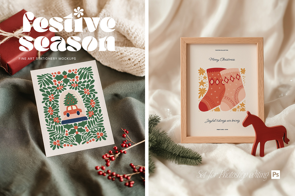 Festive Season Christmas Card Mockup