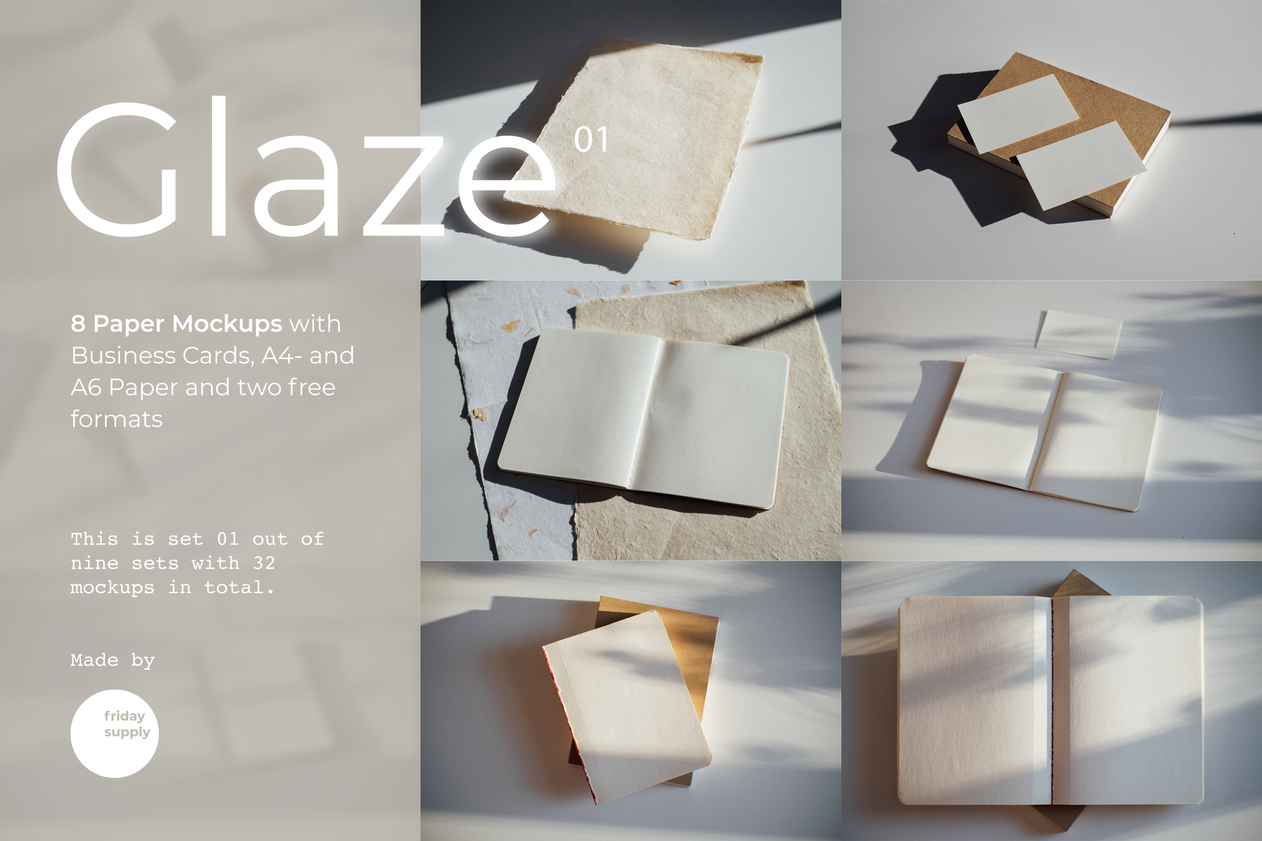 Glaze Paper Mockups Set 01, a Print Template by friday supply