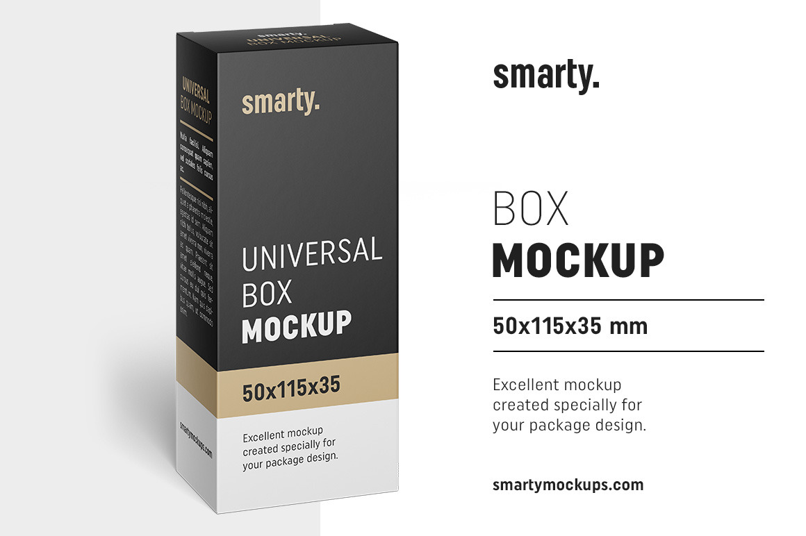 Box mockup / 50x115x35 mm, a Packaging Mockup by Smarty Mockups