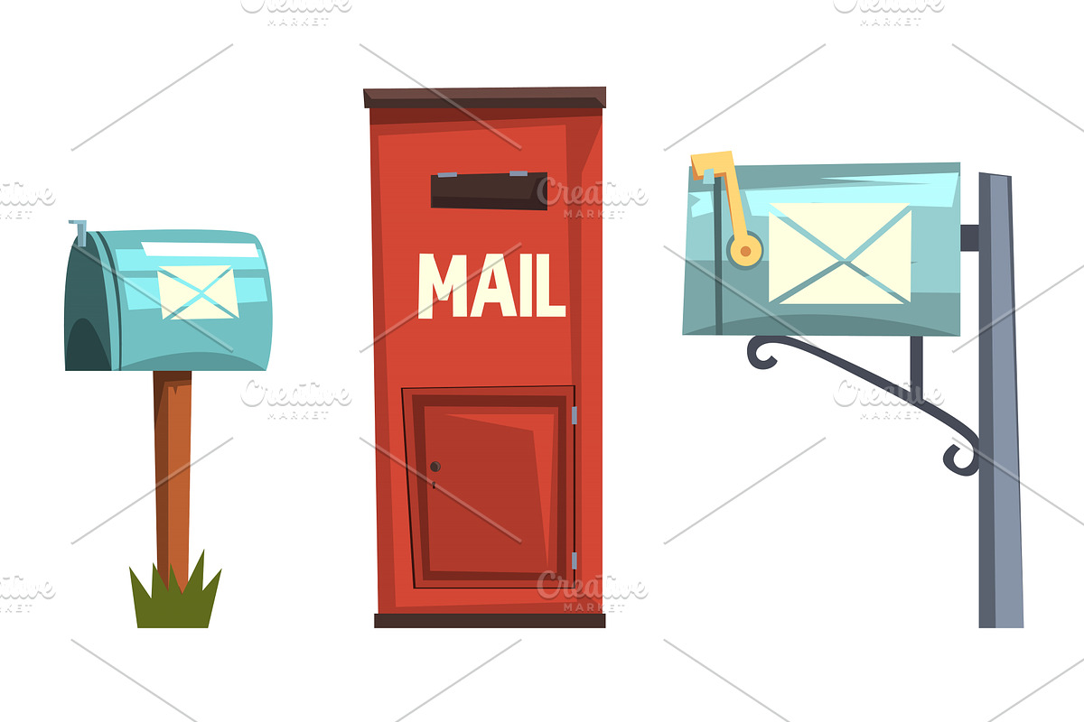 Mail Boxes Collection, Post Mailbox, an Object Illustration by TopVectors