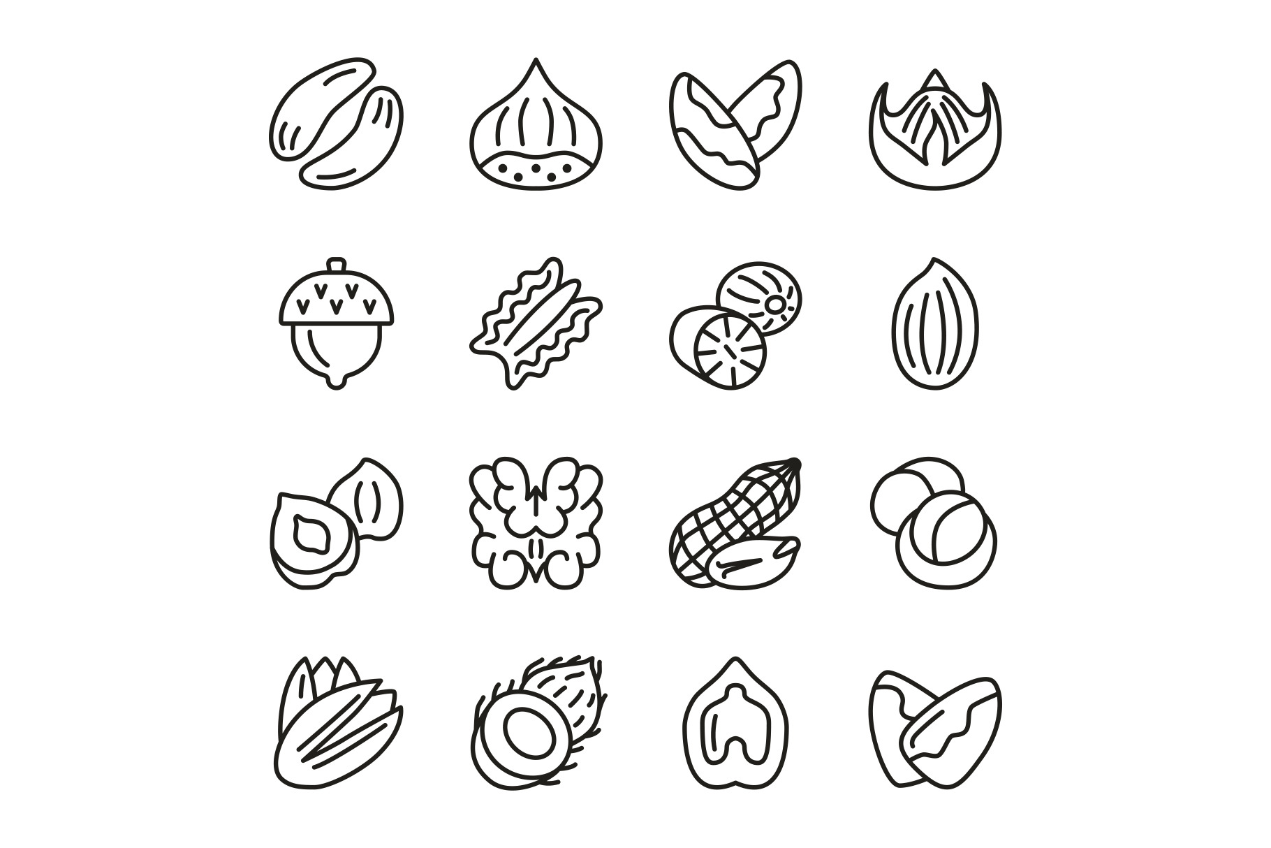 Nut line icon set, an Outline Icon by ElineDesign | Creative Market