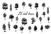 25 ink sketch trees, a Graphic by Alfaori