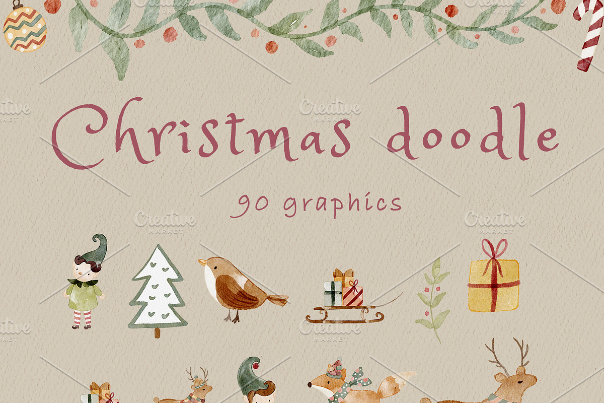 Christmas doodle clipart
