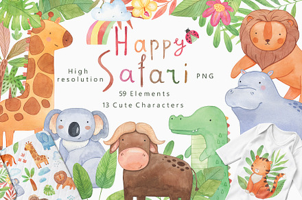 safari jungle animal clip art Vector | Creative Market