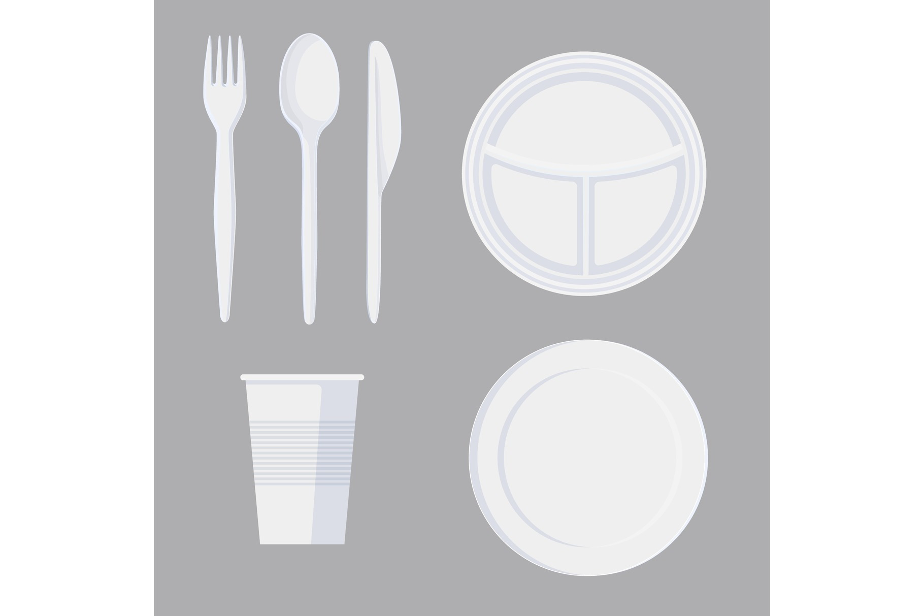 Set of cartoon plastic tableware in, a Food Illustration by skripnikbb