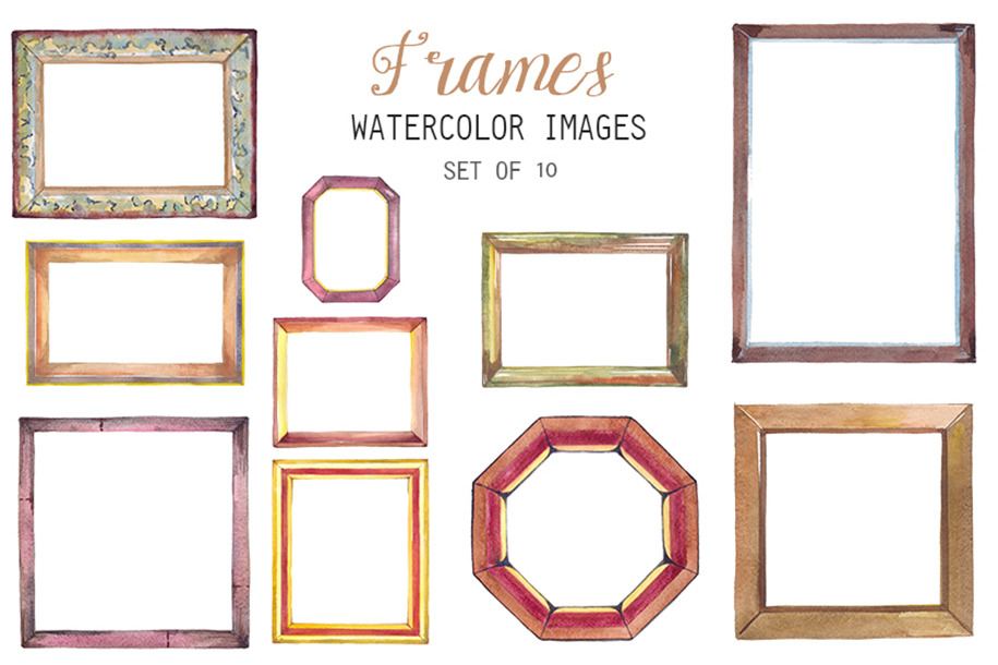 Watercolor Frames Clipart, a Decorative Illustration by YesFoxy