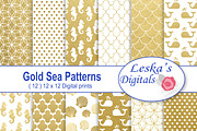 Gold Sea Patterns - Digital Paper, a Pattern Graphic by Leska's Digitals