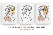 Ancient Greek Statue David Line Art, a Decorative Illustration by ...