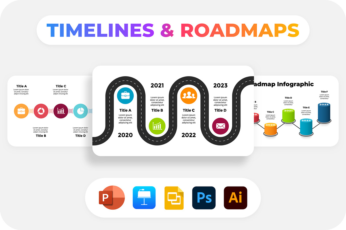 Timelines & Roadmaps Infographics Pack