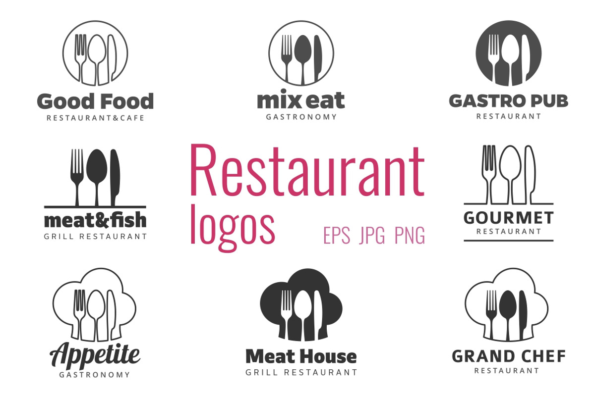 Restaurant logos, a Food Illustration by Primula`s shop