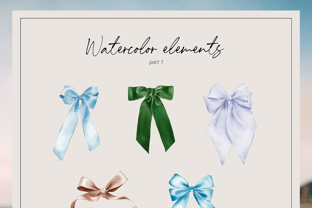 RIBBON BOWS watercolor pack
