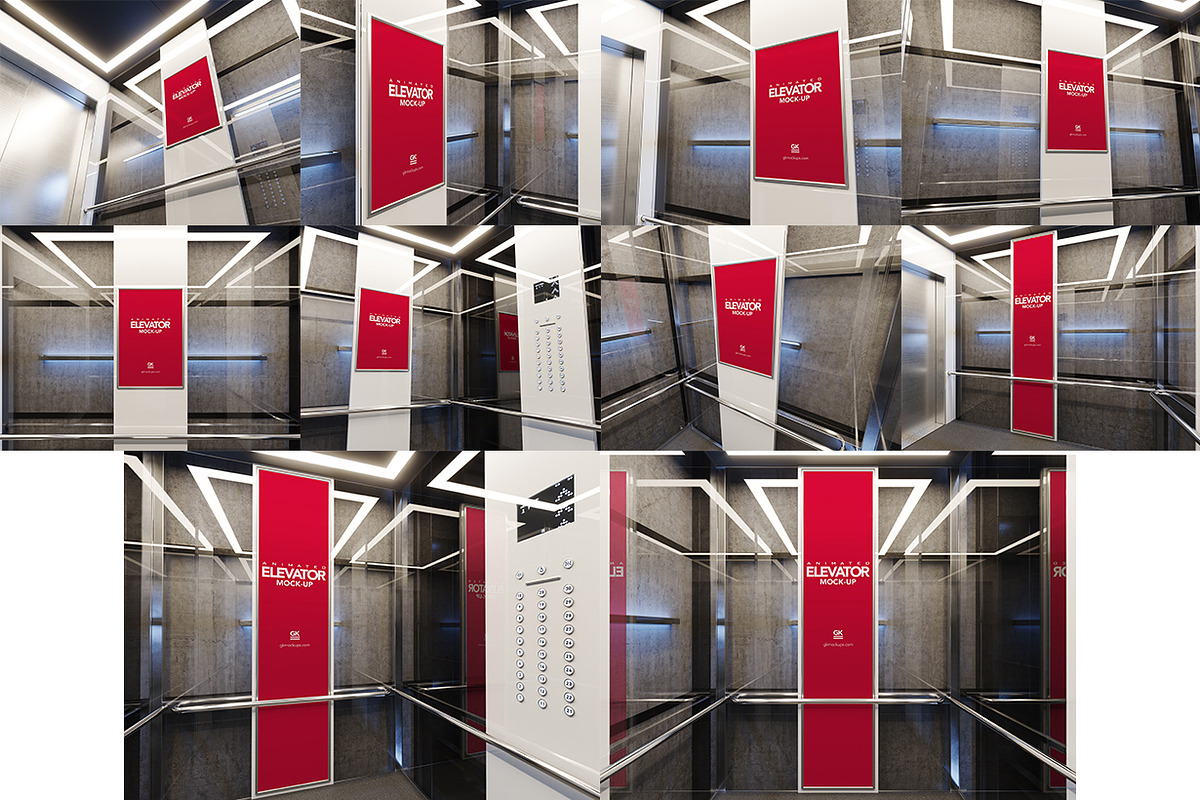 Animated Elevator / Poster Mock-up, a Product Mockup by GK Creative