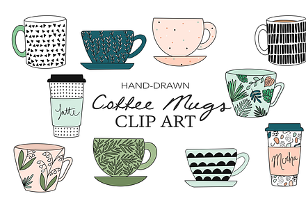 Watercolor Clip Art - Coffee, Mugs | Illustrations ~ Creative Market