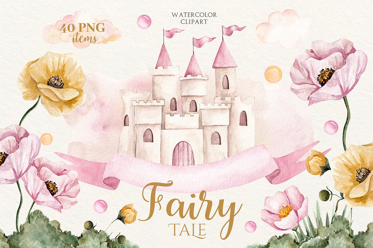 Watercolor Fairy Tale Clipart, an Illustration by MolinArtStudio ...