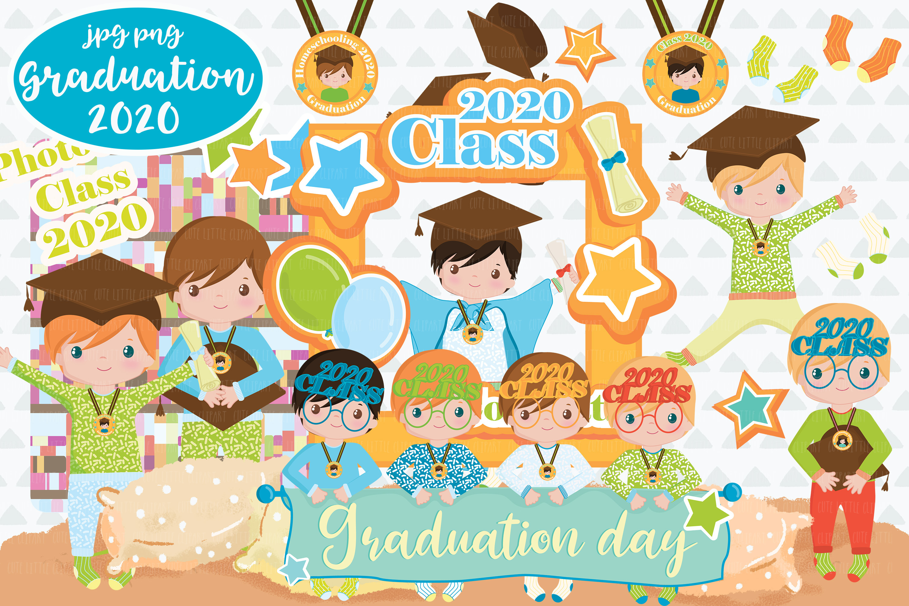 Graduation boys 2020 clipart, an Education Illustration by Cute Little ...