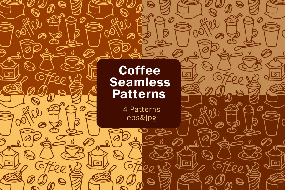 Coffee Patterns set, a Pattern Graphic by Oleg Tokarev Art | Creative ...