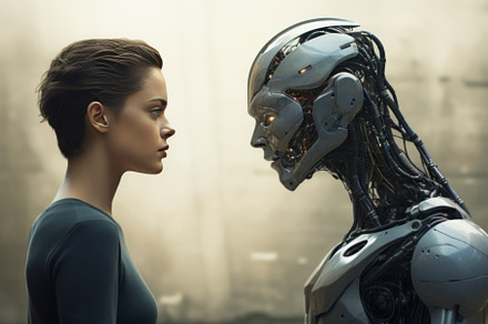 Man and his robot friend., an Abstract Photo by Photocreo Michal Bednarek