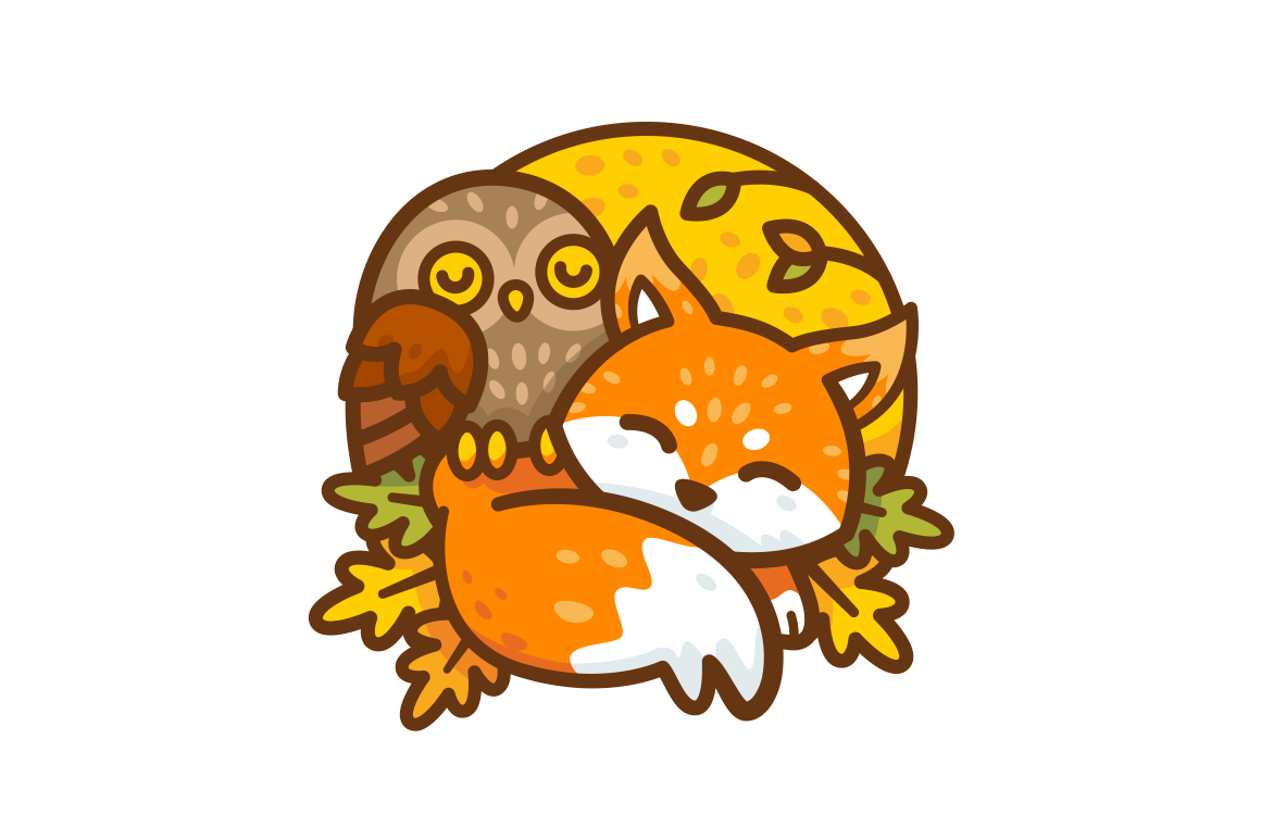Fox & Owl Cute Animal Mascots, an Animal Illustration by Manudesign