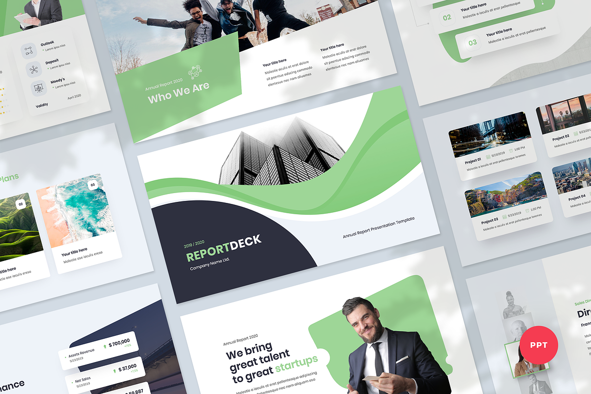 Business Report Powerpoint Template, a Presentation Template by Flat Icons