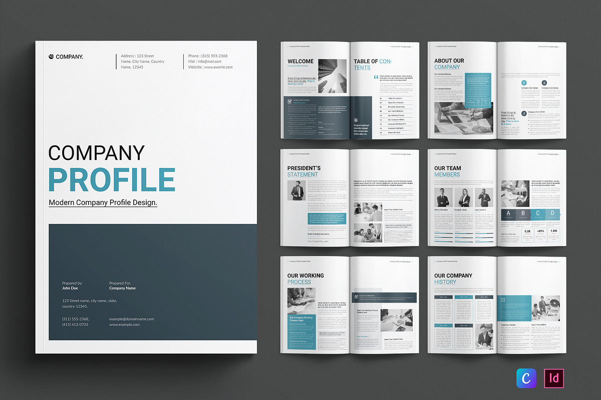 Company Profile Layout Design, a Brochure Template by E-Type