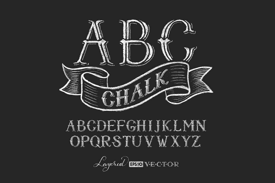 Vector chalk typefaces collection, an Object Graphic by polygraphus