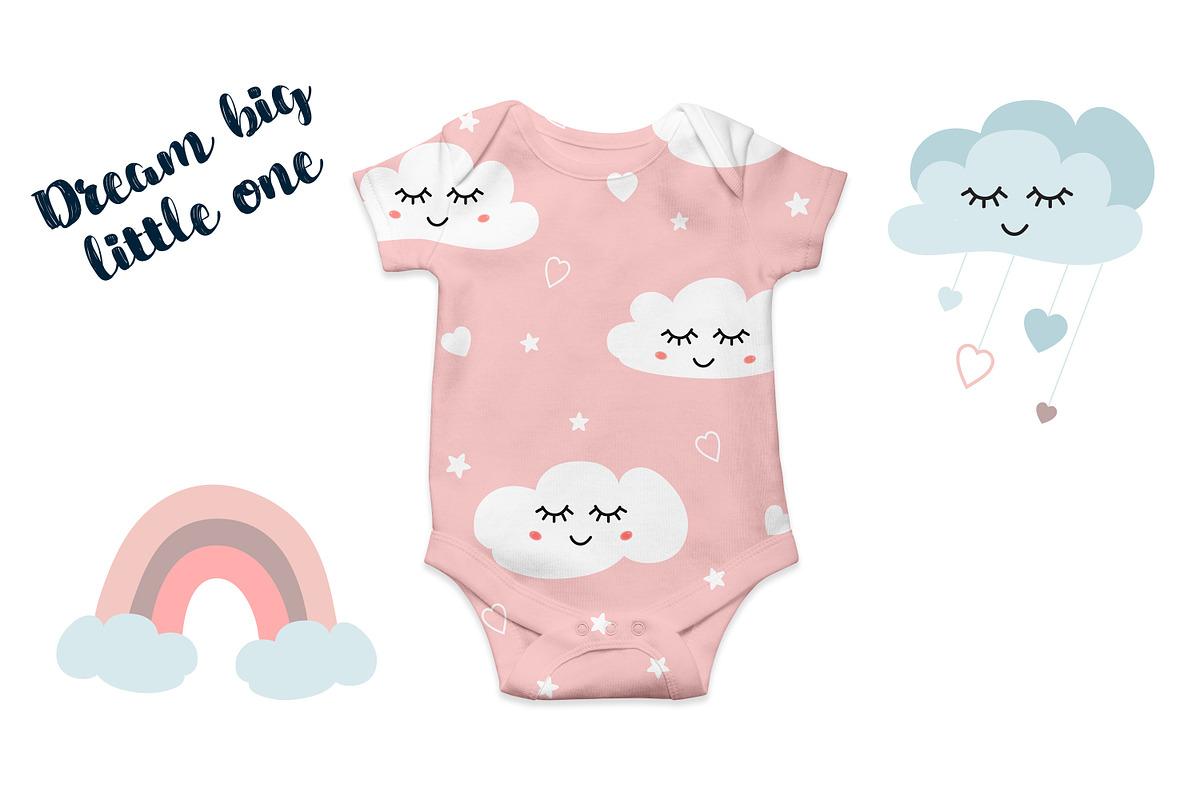 Stars & Moon baby pattern, icon Vector