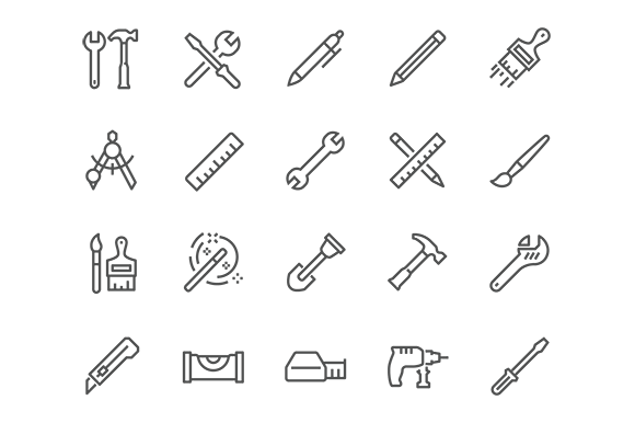 Line Tools Icons, an Outline Icon by Davooda