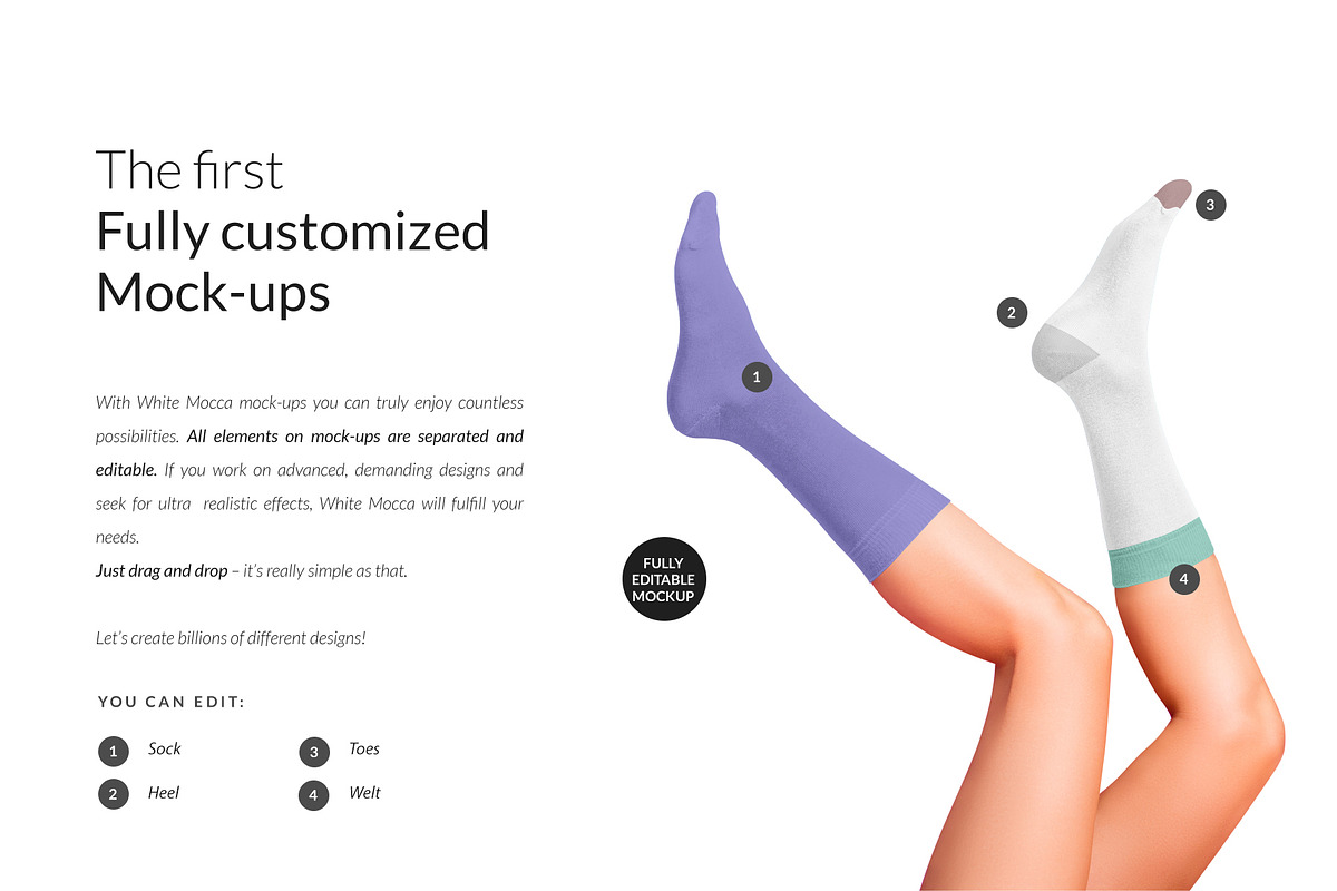 Classic Socks 9x Mock-ups, a Print Template by Mocca Mockups Store