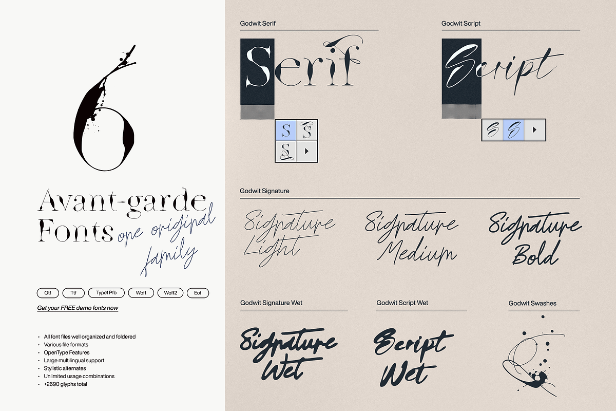 Ink Style Godwit Serif Font Family