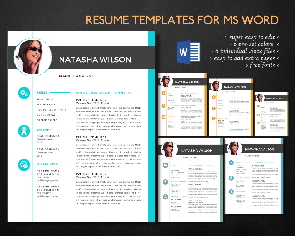 Modern 2 in 1 photo Word resume, a Resume Template by Inkpower